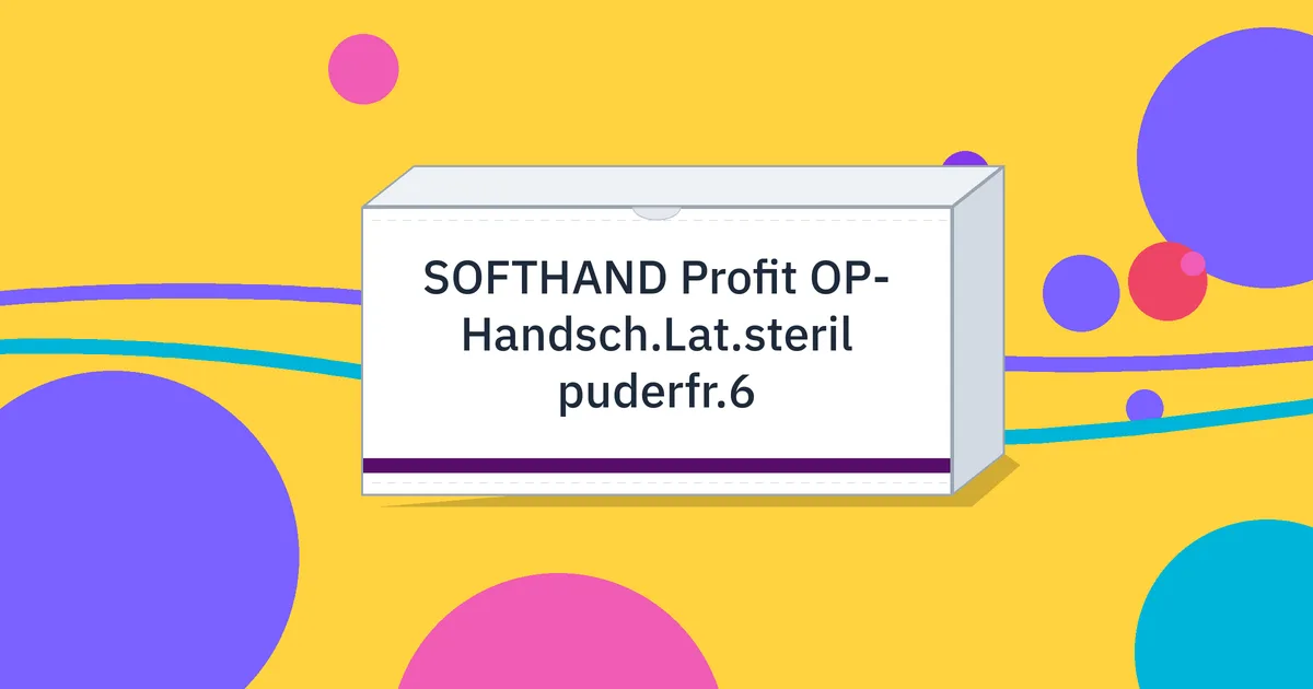 Symbolbild: Packung mit der Aufschrift SOFTHAND Profit OP-Handsch.Lat.steril puderfr.6 (PZN 09223121) – Verfügbarkeit und Bezug in Apotheken in Frankfurt am Main