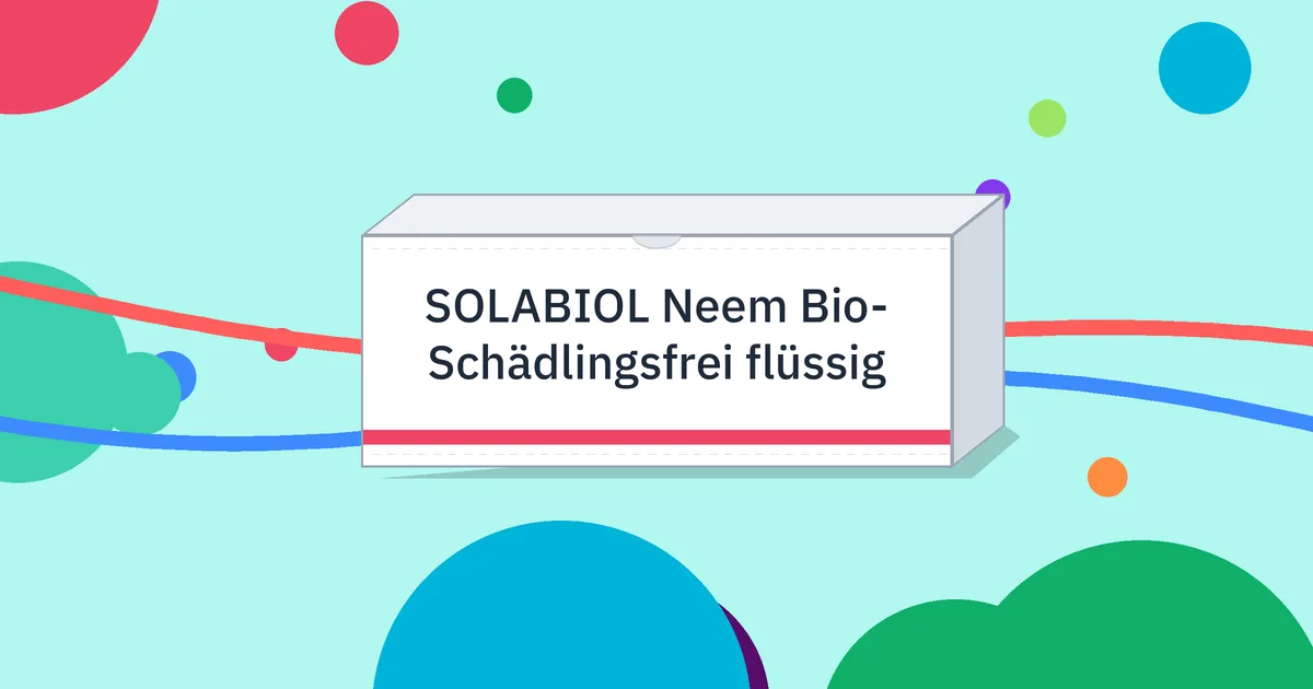 Symbolbild: Packung mit der Aufschrift SOLABIOL Neem Bio-Schädlingsfrei flüssig (PZN 14355758) – Verfügbarkeit und Bezug in Apotheken in Frankfurt am Main