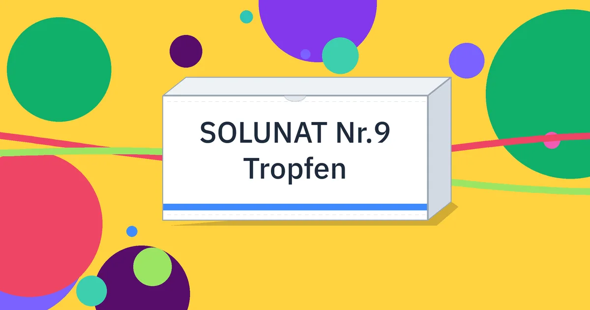 Symbolbild: Packung mit der Aufschrift SOLUNAT Nr.9 Tropfen (PZN 02939655) – Verfügbarkeit und Bezug in Apotheken in Frankfurt am Main