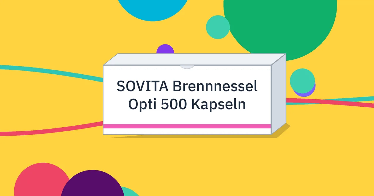 Symbolbild: Packung mit der Aufschrift SOVITA Brennnessel Opti 500 Kapseln (PZN 20088511) – Verfügbarkeit und Bezug in Apotheken in Frankfurt am Main