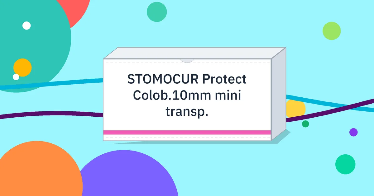 Symbolbild: Packung mit der Aufschrift STOMOCUR Protect Colob.10mm mini transp. (PZN 04265008) – Verfügbarkeit und Bezug in Apotheken in Frankfurt am Main