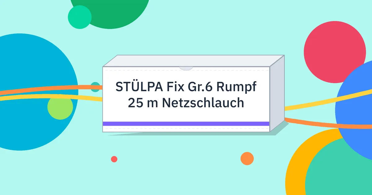 Symbolbild: Packung mit der Aufschrift STÜLPA Fix Gr.6 Rumpf 25 m Netzschlauch (PZN 03404850) – Verfügbarkeit und Bezug in Apotheken in Frankfurt am Main