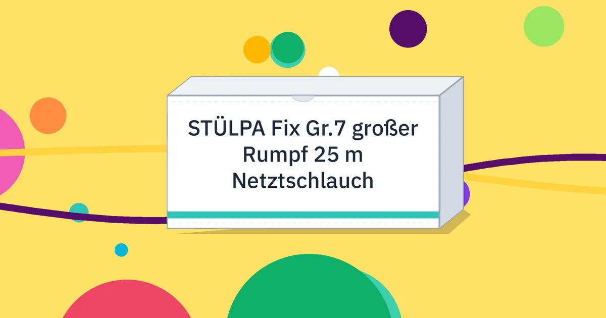Symbolbild: Packung mit der Aufschrift STÜLPA Fix Gr.7 großer Rumpf 25 m Netztschlauch (PZN 12578388) – Verfügbarkeit und Bezug in Apotheken in Frankfurt am Main