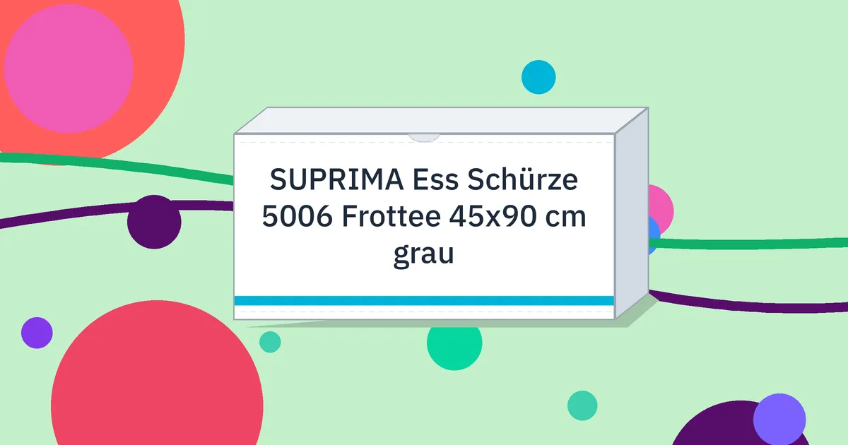 Symbolbild: Packung mit der Aufschrift SUPRIMA Ess Schürze 5006 Frottee 45x90 cm grau (PZN 16321692) – Verfügbarkeit und Bezug in Apotheken in Frankfurt am Main