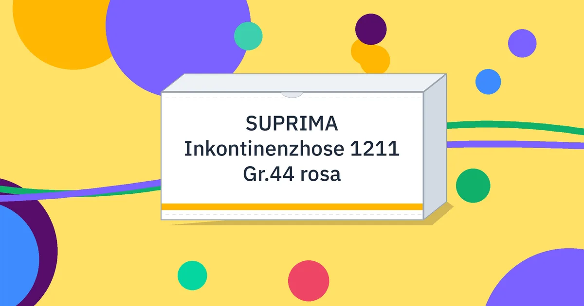 Symbolbild: Packung mit der Aufschrift SUPRIMA Inkontinenzhose 1211 Gr.44 rosa (PZN 03022344) – Verfügbarkeit und Bezug in Apotheken in Frankfurt am Main