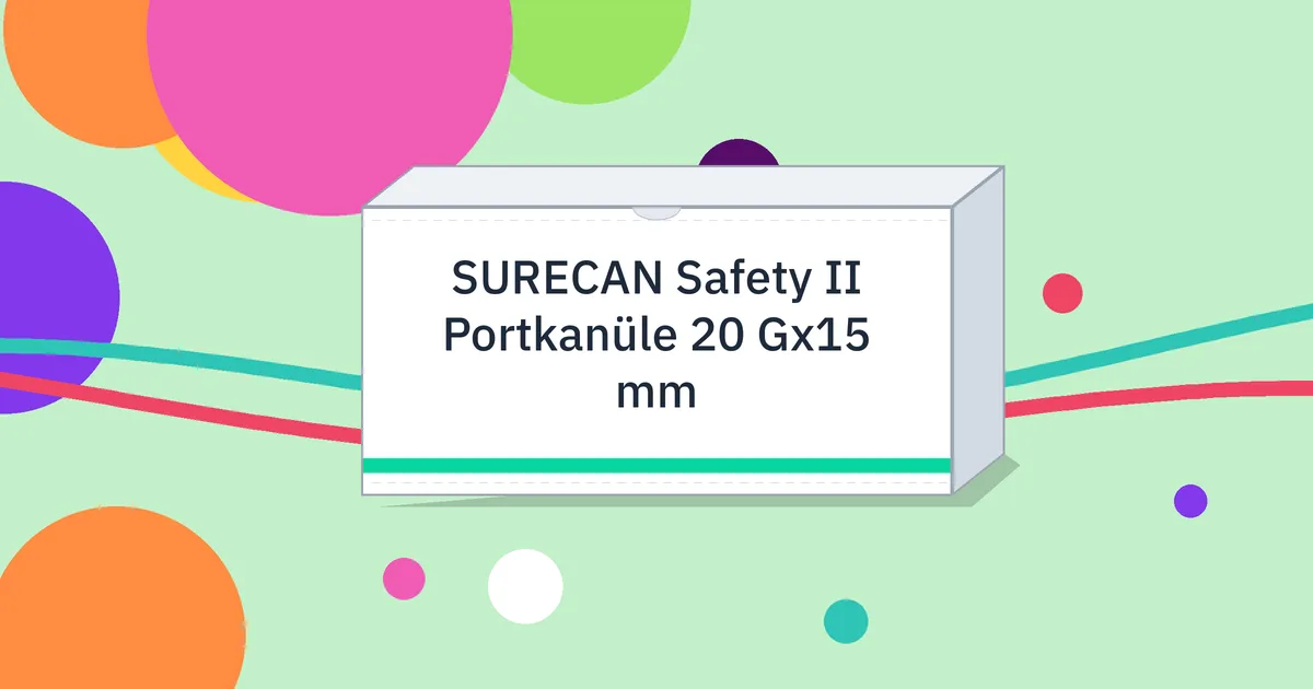Symbolbild: Packung mit der Aufschrift SURECAN Safety II Portkanüle 20 Gx15 mm (PZN 14286922) – Verfügbarkeit und Bezug in Apotheken in Frankfurt am Main