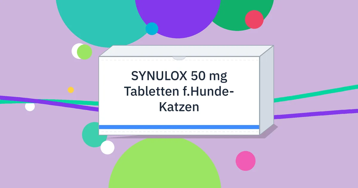 Symbolbild: Packung mit der Aufschrift SYNULOX 50 mg Tabletten f.Hunde-Katzen (PZN 07576134) – Verfügbarkeit und Bezug in Apotheken in Frankfurt am Main