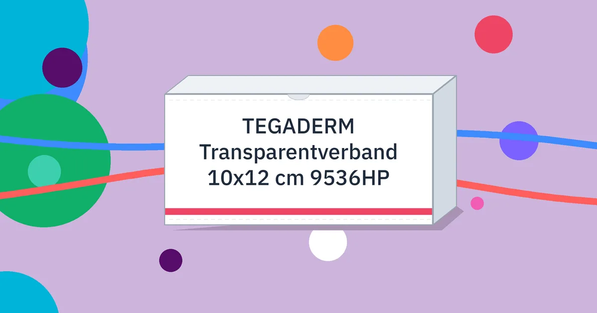 Symbolbild: Packung mit der Aufschrift TEGADERM Transparentverband 10x12 cm 9536HP (PZN 03107247) – Verfügbarkeit und Bezug in Apotheken in Frankfurt am Main