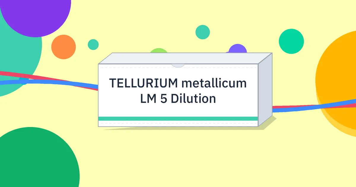 Symbolbild: Packung mit der Aufschrift TELLURIUM metallicum LM 5 Dilution (PZN 13215564) – Verfügbarkeit und Bezug in Apotheken in Frankfurt am Main