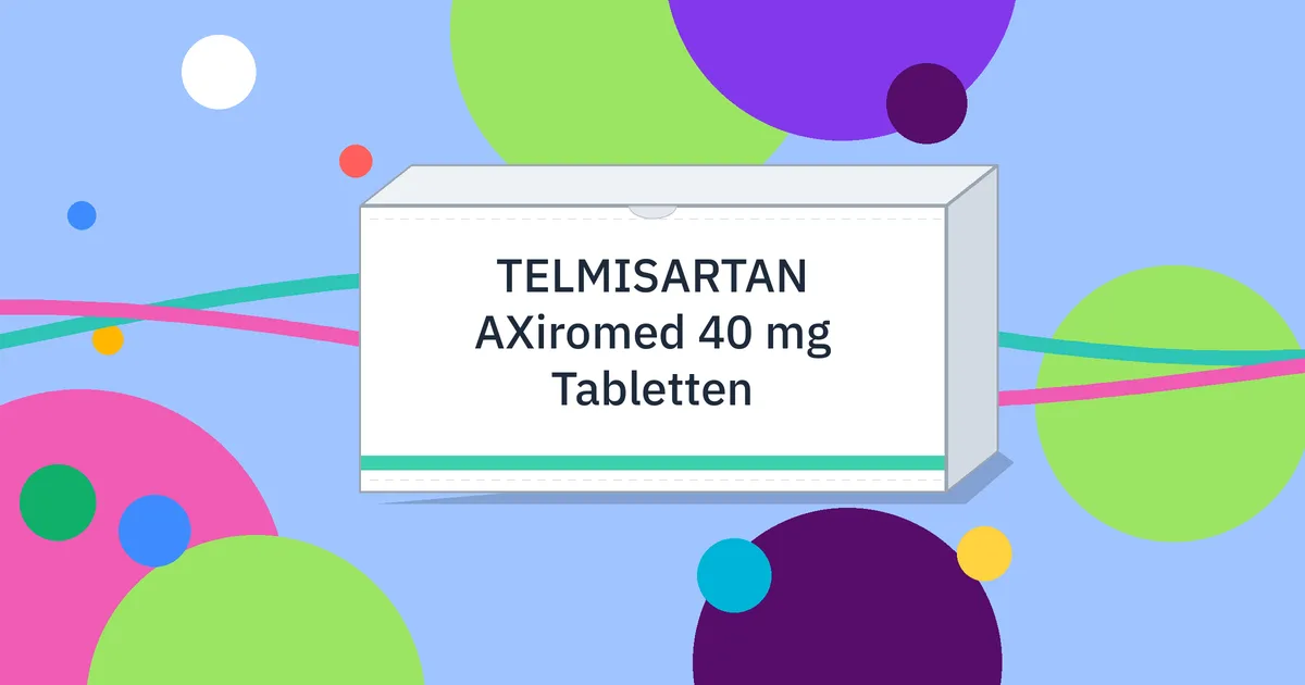 Symbolbild: Packung mit der Aufschrift TELMISARTAN AXiromed 40 mg Tabletten (PZN 18018087) – Verfügbarkeit und Bezug in Apotheken in Frankfurt am Main