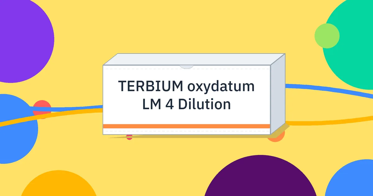 Symbolbild: Packung mit der Aufschrift TERBIUM oxydatum LM 4 Dilution (PZN 13216032) – Verfügbarkeit und Bezug in Apotheken in Frankfurt am Main