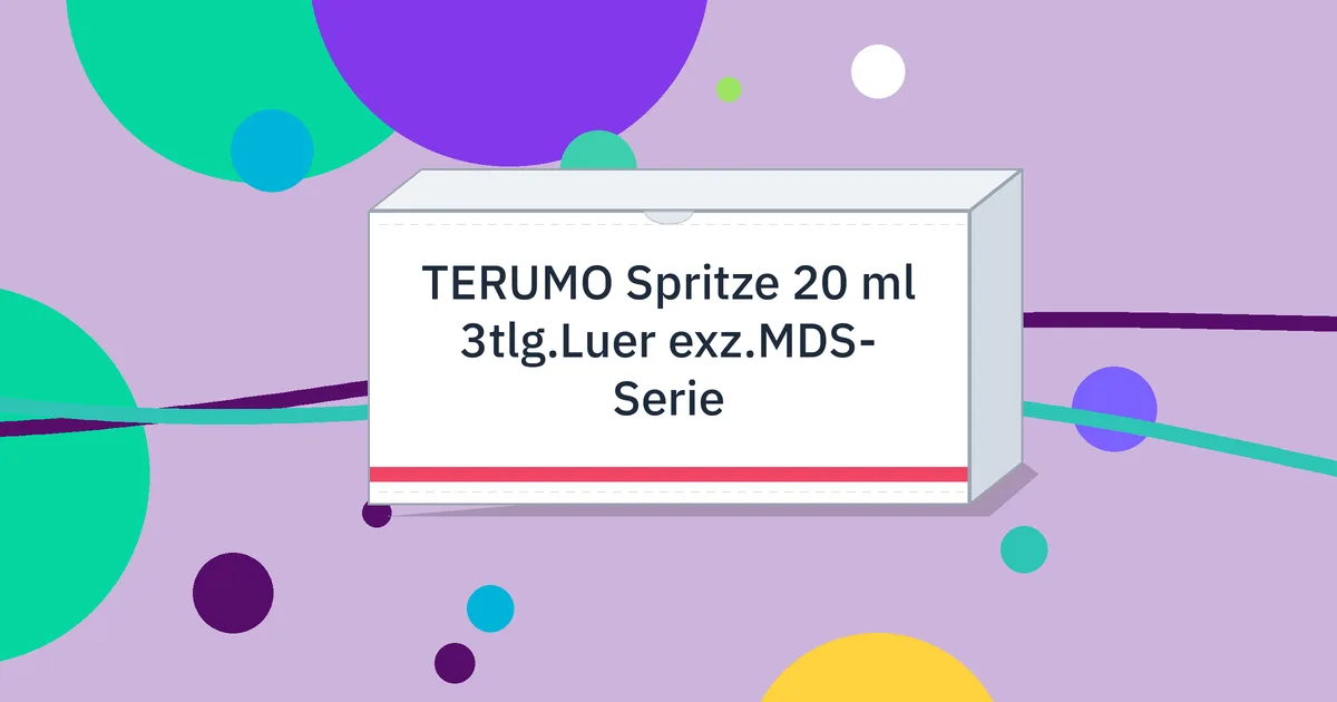 Symbolbild: Packung mit der Aufschrift TERUMO Spritze 20 ml 3tlg.Luer exz.MDS-Serie (PZN 17630946) – Verfügbarkeit und Bezug in Apotheken in Frankfurt am Main