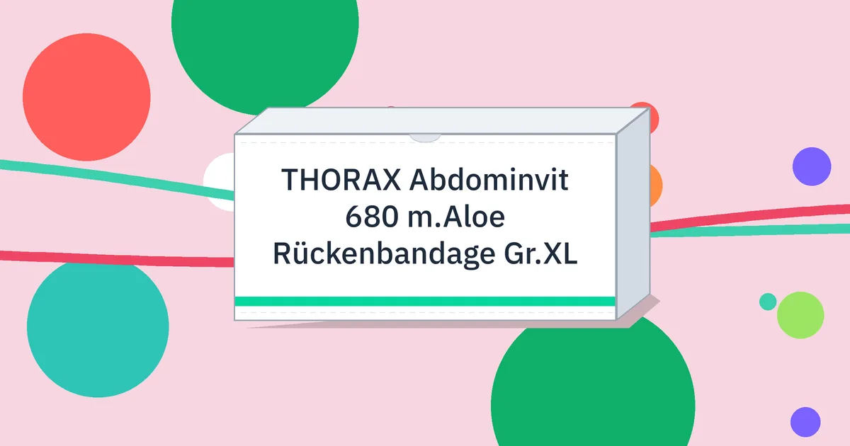 Symbolbild: Packung mit der Aufschrift THORAX Abdominvit 680 m.Aloe Rückenbandage Gr.XL (PZN 09403828) – Verfügbarkeit und Bezug in Apotheken in Frankfurt am Main