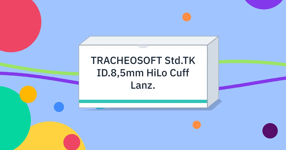 Symbolbild: Packung mit der Aufschrift TRACHEOSOFT Std.TK ID.8,5mm HiLo Cuff Lanz. (PZN 04109840) – Verfügbarkeit und Bezug in Apotheken in Frankfurt am Main