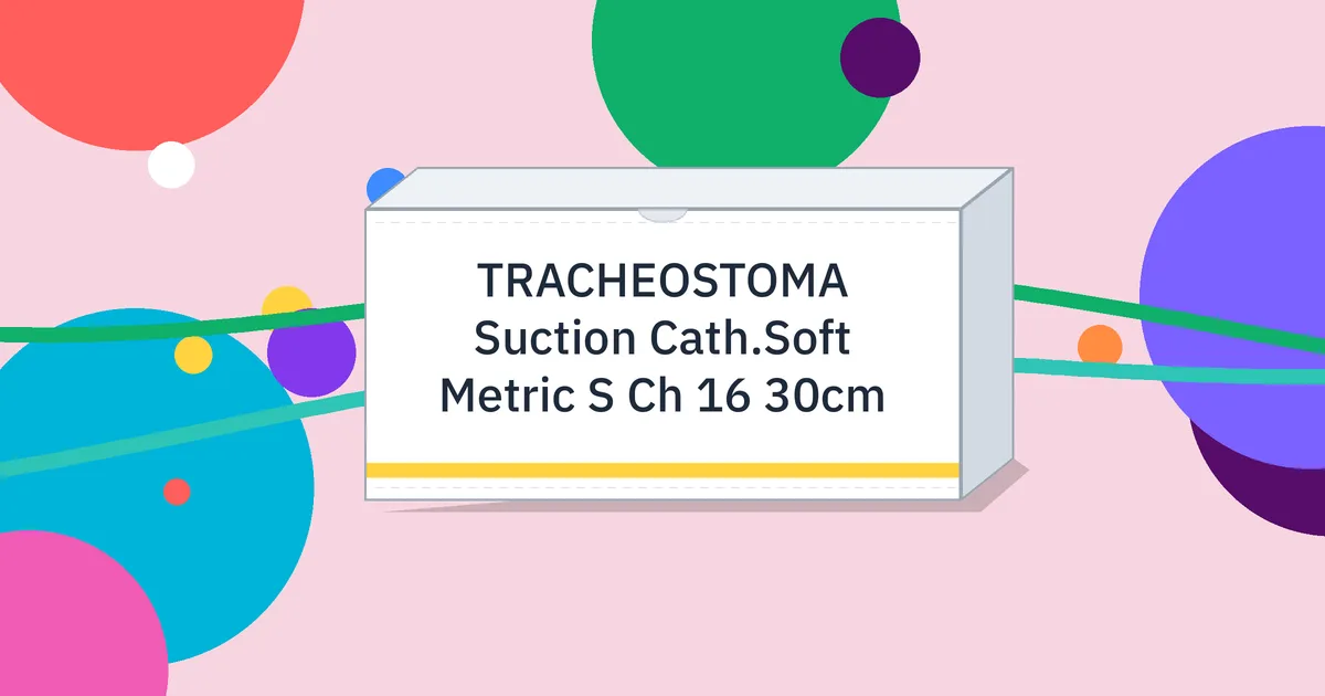 Symbolbild: Packung mit der Aufschrift TRACHEOSTOMA Suction Cath.Soft Metric S Ch 16 30cm (PZN 20313557) – Verfügbarkeit und Bezug in Apotheken in Frankfurt am Main