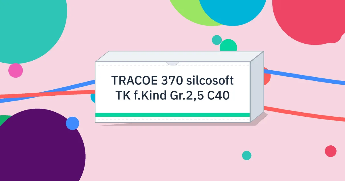 Symbolbild: Packung mit der Aufschrift TRACOE 370 silcosoft TK f.Kind Gr.2,5 C40 (PZN 14314015) – Verfügbarkeit und Bezug in Apotheken in Frankfurt am Main