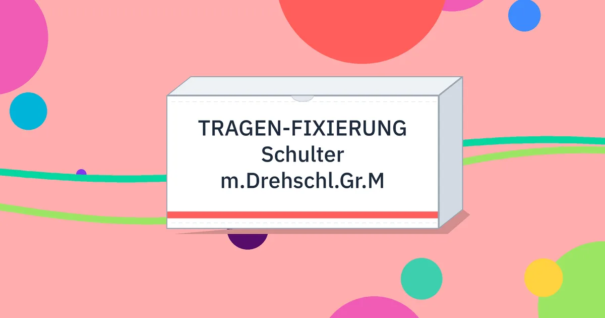Symbolbild: Packung mit der Aufschrift TRAGEN-FIXIERUNG Schulter m.Drehschl.Gr.M (PZN 14298026) – Verfügbarkeit und Bezug in Apotheken in Frankfurt am Main