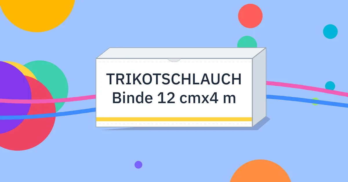 Symbolbild: Packung mit der Aufschrift TRIKOTSCHLAUCH Binde 12 cmx4 m (PZN 01721055) – Verfügbarkeit und Bezug in Apotheken in Frankfurt am Main