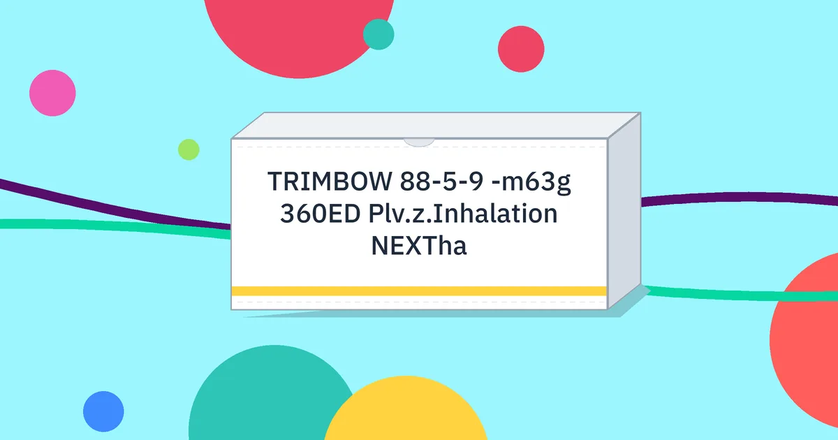 Symbolbild: Packung mit der Aufschrift TRIMBOW 88-5-9 -m63g 360ED Plv.z.Inhalation NEXTha (PZN 19209027) – Verfügbarkeit und Bezug in Apotheken in Frankfurt am Main