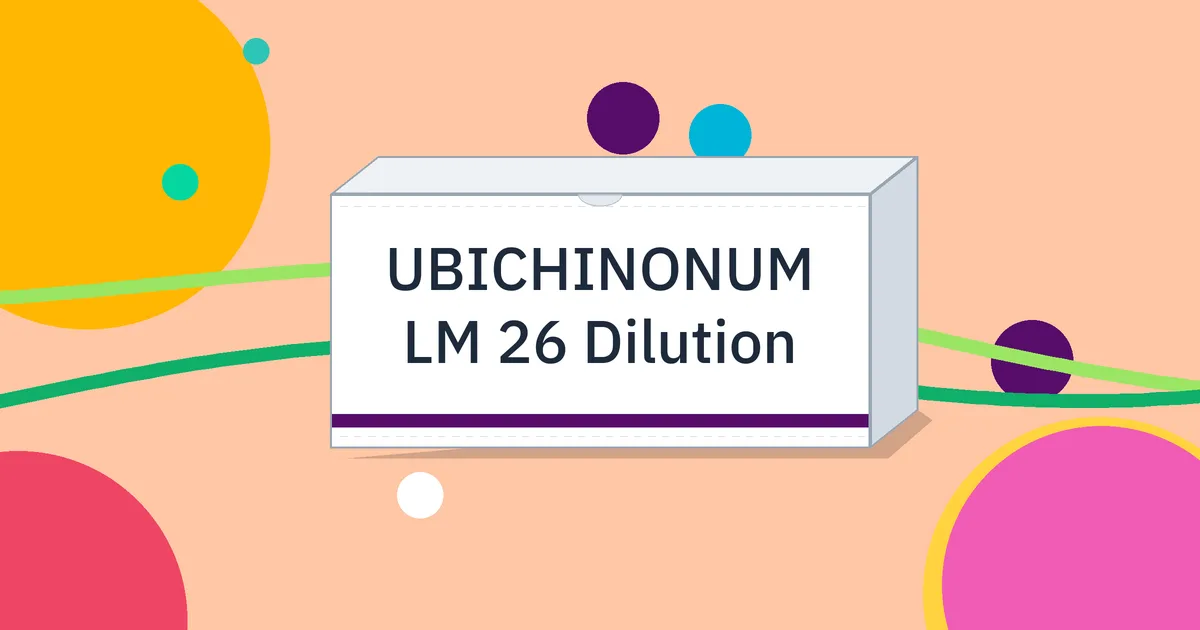 Symbolbild: Packung mit der Aufschrift UBICHINONUM LM 26 Dilution (PZN 13254972) – Verfügbarkeit und Bezug in Apotheken in Frankfurt am Main