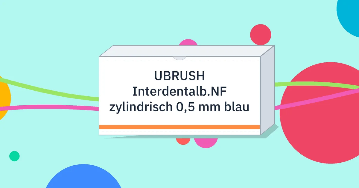 Symbolbild: Packung mit der Aufschrift UBRUSH Interdentalb.NF zylindrisch 0,5 mm blau (PZN 14817288) – Verfügbarkeit und Bezug in Apotheken in Frankfurt am Main