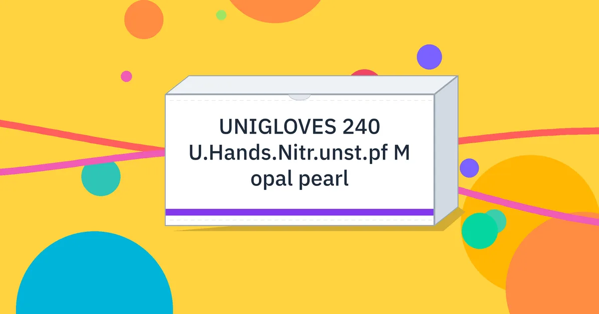 Symbolbild: Packung mit der Aufschrift UNIGLOVES 240 U.Hands.Nitr.unst.pf M opal pearl (PZN 18101598) – Verfügbarkeit und Bezug in Apotheken in Frankfurt am Main