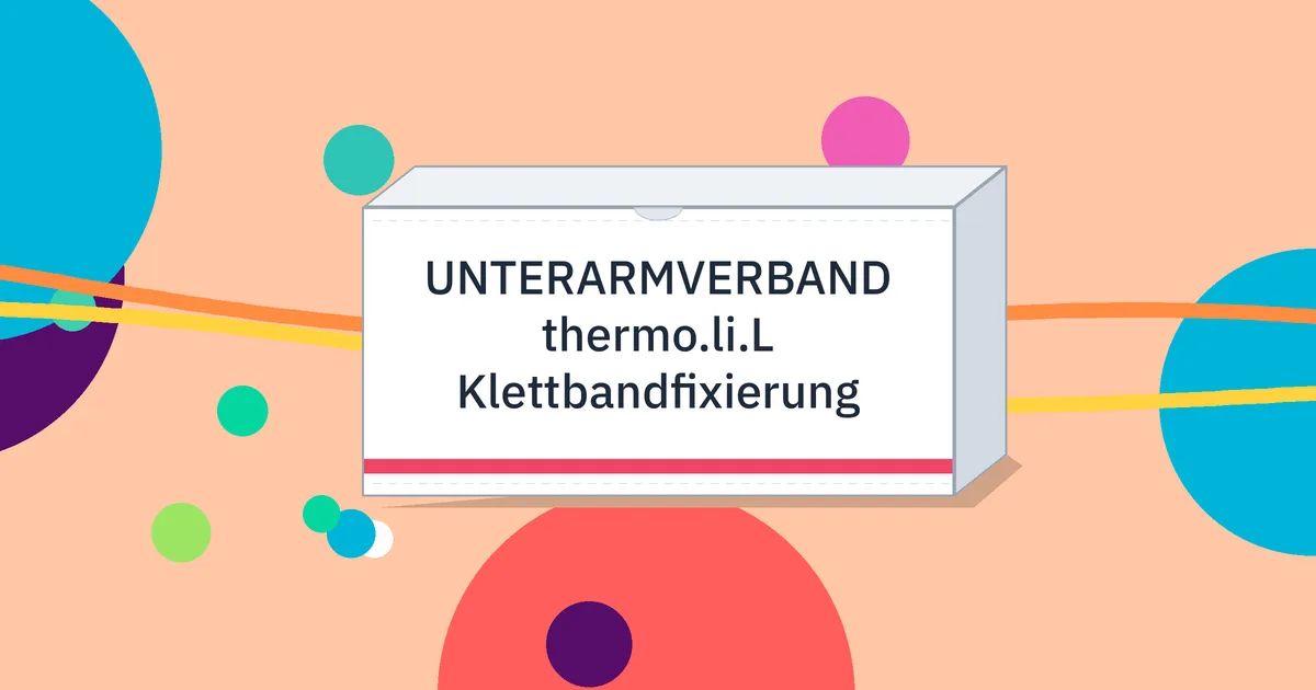 Symbolbild: Packung mit der Aufschrift UNTERARMVERBAND thermo.li.L Klettbandfixierung (PZN 08429725) – Verfügbarkeit und Bezug in Apotheken in Frankfurt am Main