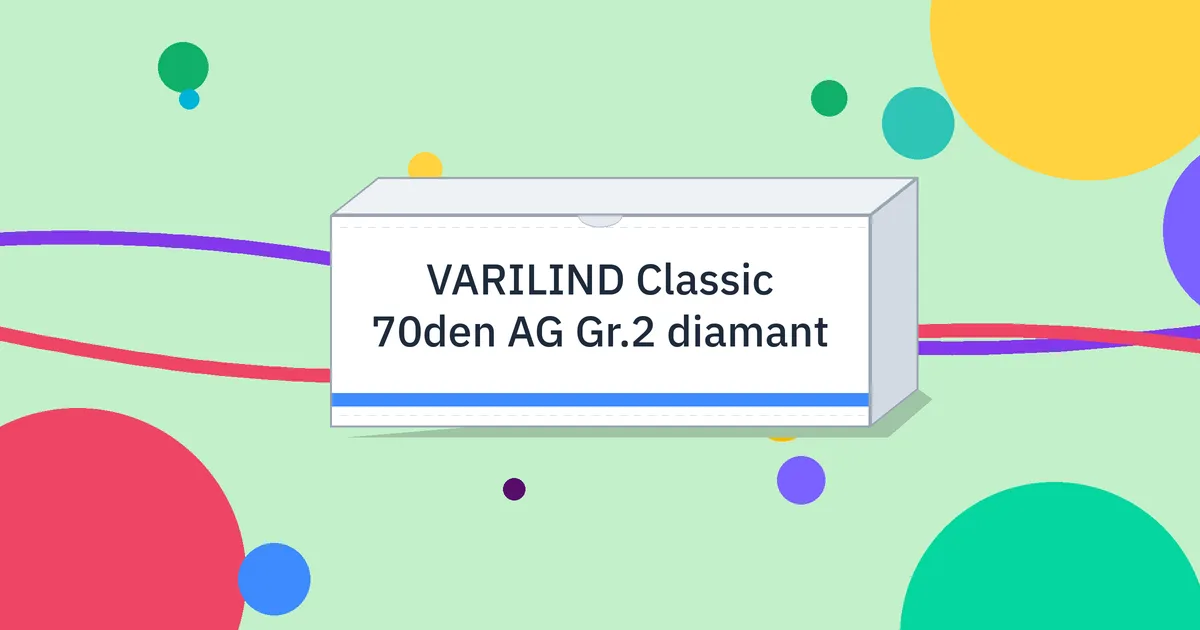 Symbolbild: Packung mit der Aufschrift VARILIND Classic 70den AG Gr.2 diamant (PZN 09521663) – Verfügbarkeit und Bezug in Apotheken in Frankfurt am Main