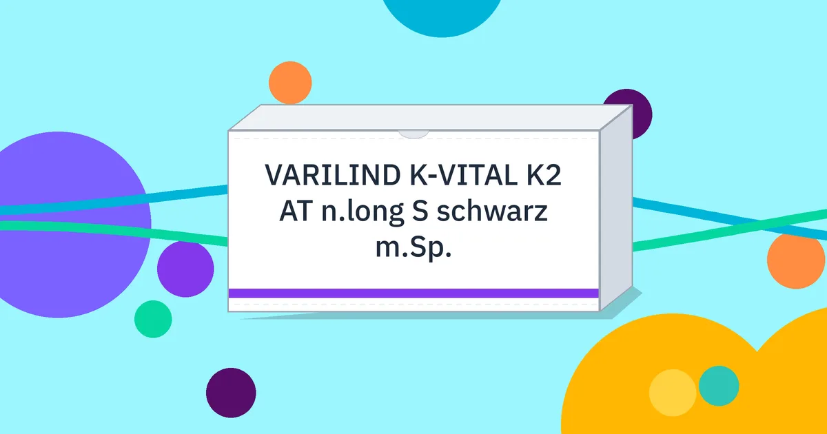 Symbolbild: Packung mit der Aufschrift VARILIND K-VITAL K2 AT n.long S schwarz m.Sp. (PZN 20561930) – Verfügbarkeit und Bezug in Apotheken in Frankfurt am Main