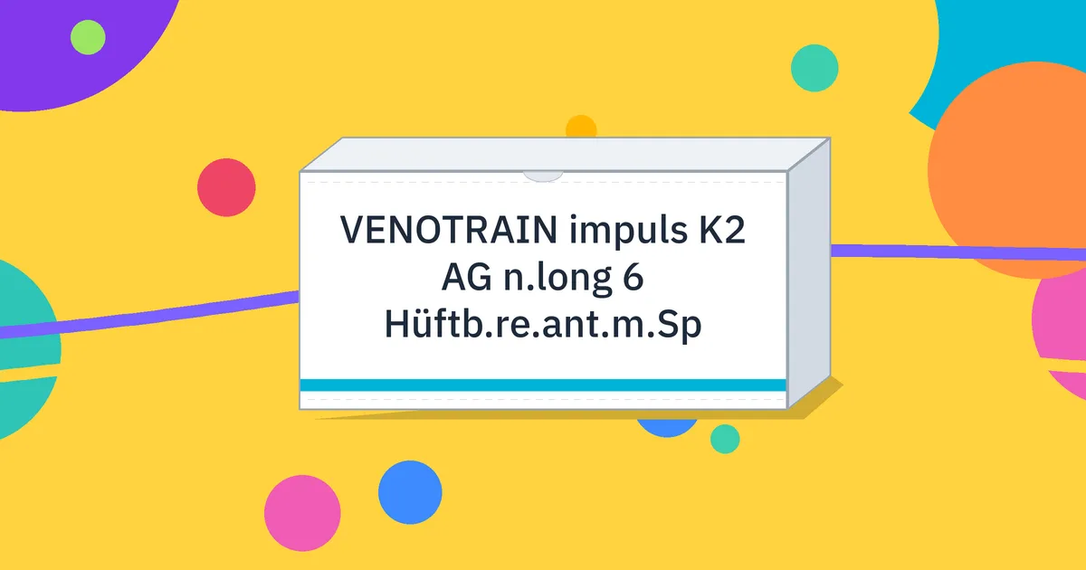 Symbolbild: Packung mit der Aufschrift VENOTRAIN impuls K2 AG n.long 6 Hüftb.re.ant.m.Sp (PZN 15217053) – Verfügbarkeit und Bezug in Apotheken in Frankfurt am Main