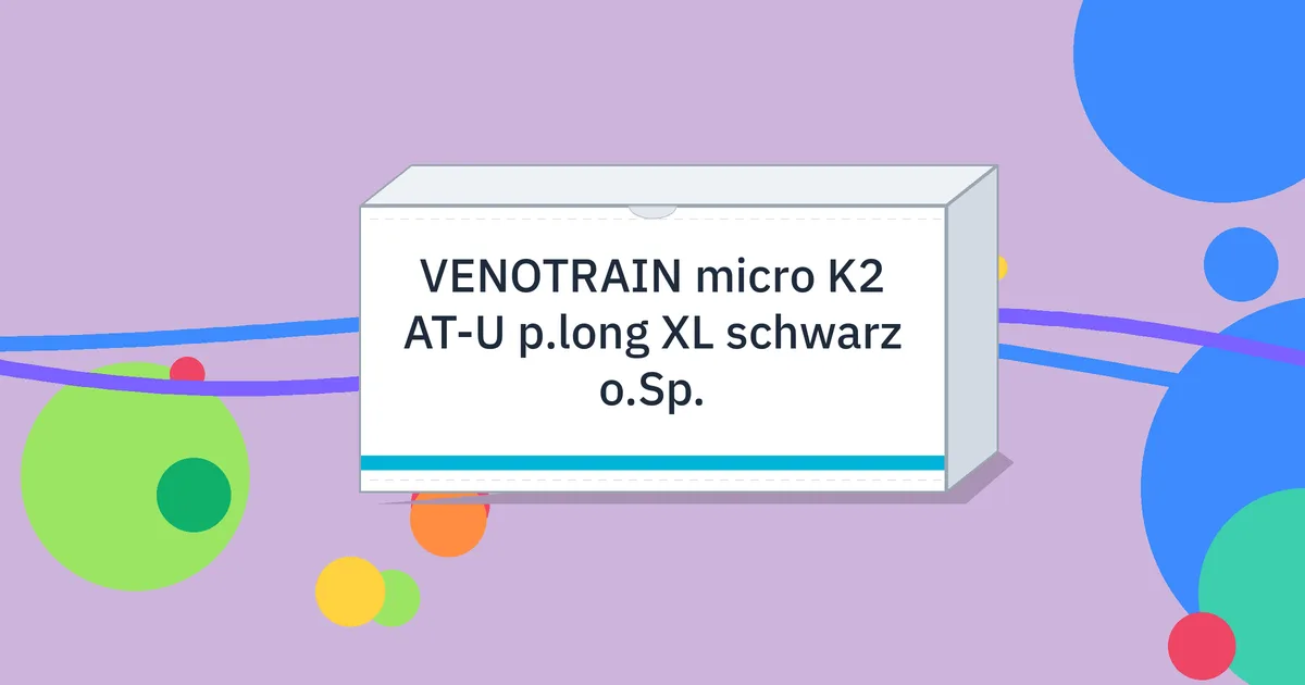Symbolbild: Packung mit der Aufschrift VENOTRAIN micro K2 AT-U p.long XL schwarz o.Sp. (PZN 02396338) – Verfügbarkeit und Bezug in Apotheken in Frankfurt am Main
