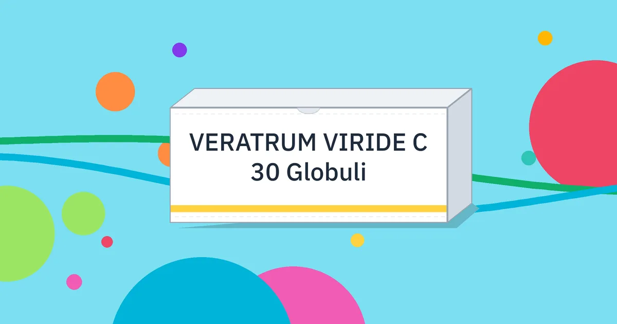 Symbolbild: Packung mit der Aufschrift VERATRUM VIRIDE C 30 Globuli (PZN 07460561) – Verfügbarkeit und Bezug in Apotheken in Frankfurt am Main