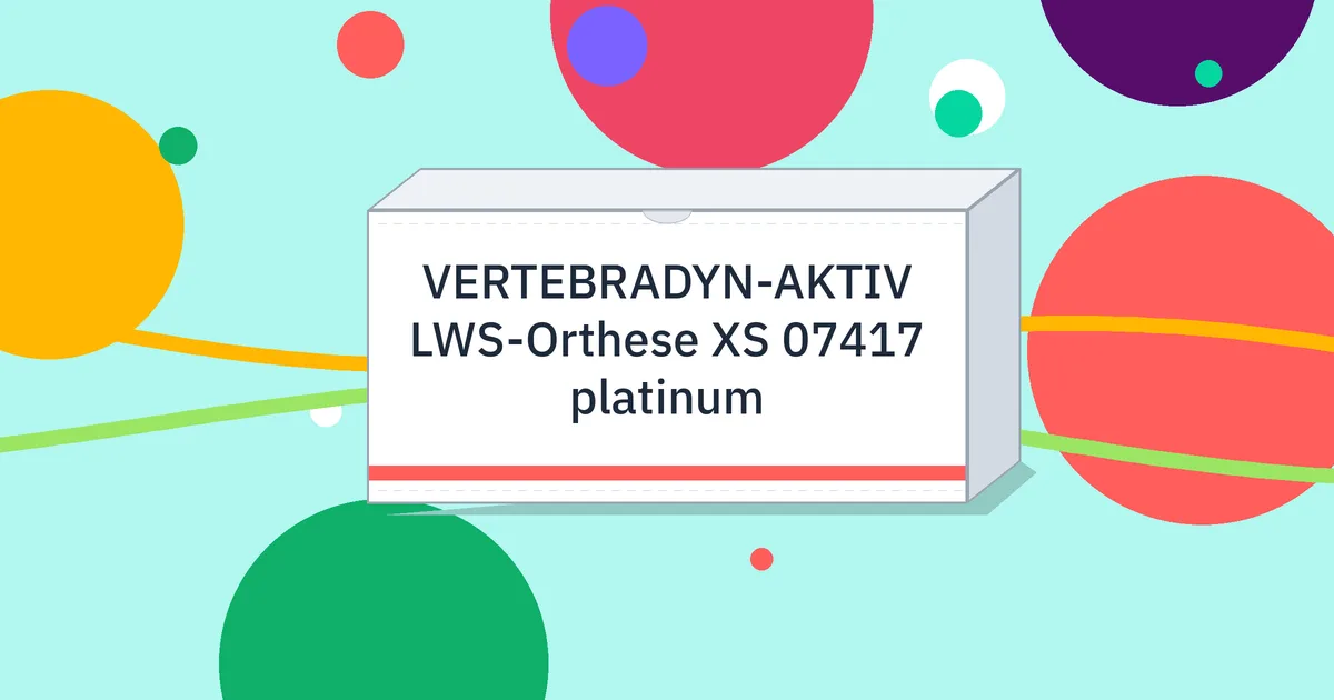 Symbolbild: Packung mit der Aufschrift VERTEBRADYN-AKTIV LWS-Orthese XS 07417 platinum (PZN 05543076) – Verfügbarkeit und Bezug in Apotheken in Frankfurt am Main