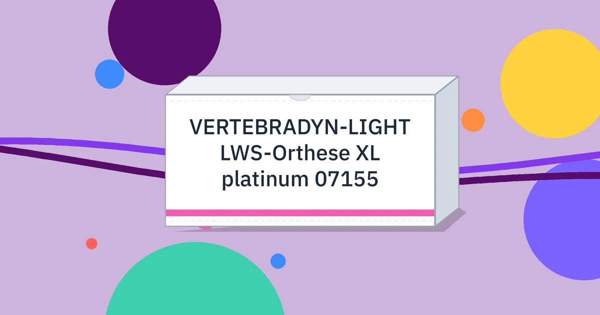Symbolbild: Packung mit der Aufschrift VERTEBRADYN-LIGHT LWS-Orthese XL platinum 07155 (PZN 10200473) – Verfügbarkeit und Bezug in Apotheken in Frankfurt am Main