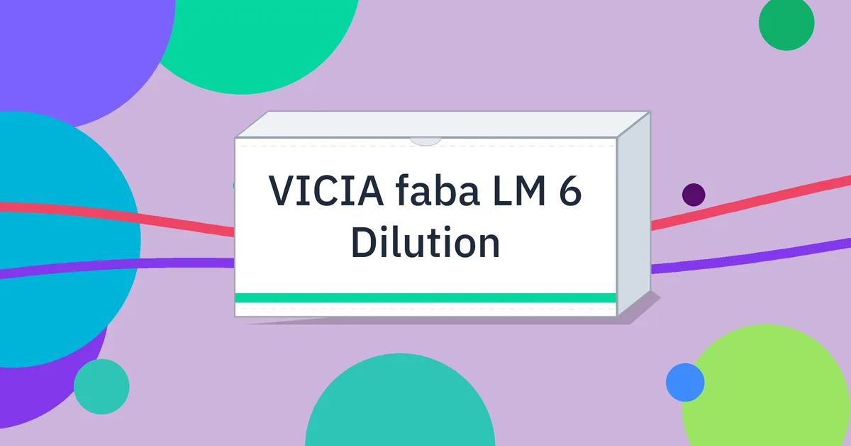 Symbolbild: Packung mit der Aufschrift VICIA faba LM 6 Dilution (PZN 13272556) – Verfügbarkeit und Bezug in Apotheken in Frankfurt am Main