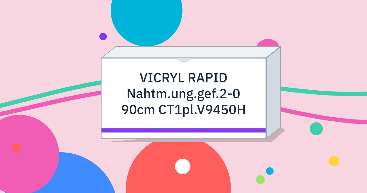 Symbolbild: Packung mit der Aufschrift VICRYL RAPID Nahtm.ung.gef.2-0 90cm CT1pl.V9450H (PZN 16256492) – Verfügbarkeit und Bezug in Apotheken in Frankfurt am Main