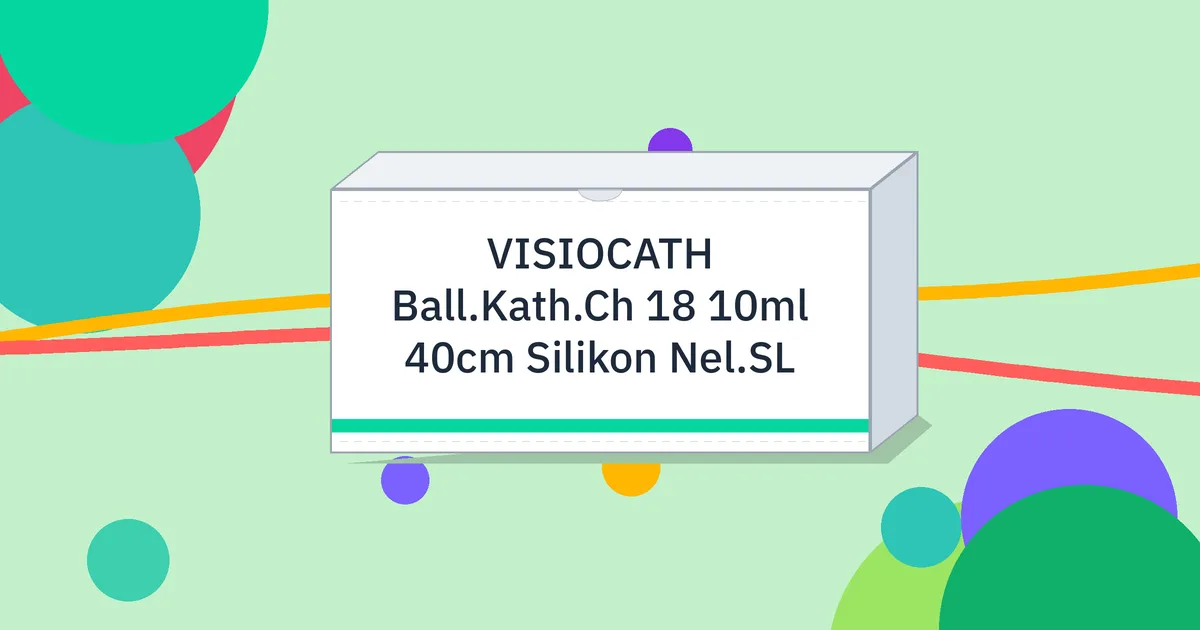 Symbolbild: Packung mit der Aufschrift VISIOCATH Ball.Kath.Ch 18 10ml 40cm Silikon Nel.SL (PZN 18305941) – Verfügbarkeit und Bezug in Apotheken in Frankfurt am Main