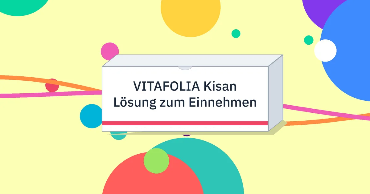 Symbolbild: Packung mit der Aufschrift VITAFOLIA Kisan Lösung zum Einnehmen (PZN 07146132) – Verfügbarkeit und Bezug in Apotheken in Frankfurt am Main