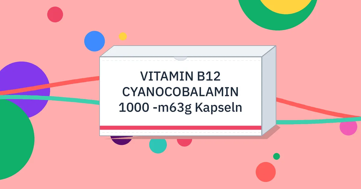 Symbolbild: Packung mit der Aufschrift VITAMIN B12 CYANOCOBALAMIN 1000 -m63g Kapseln (PZN 19967644) – Verfügbarkeit und Bezug in Apotheken in Frankfurt am Main