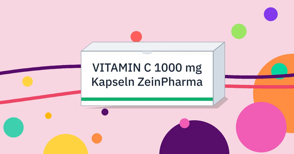 Symbolbild: Packung mit der Aufschrift VITAMIN C 1000 mg Kapseln ZeinPharma (PZN 16618854) – Verfügbarkeit und Bezug in Apotheken in Frankfurt am Main