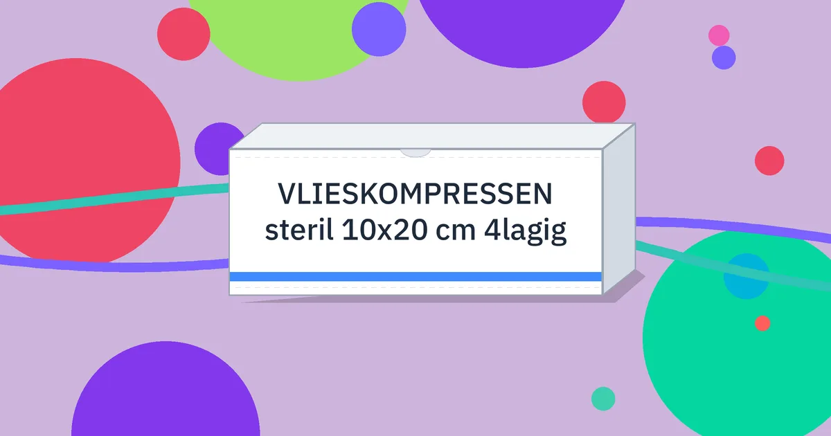 Symbolbild: Packung mit der Aufschrift VLIESKOMPRESSEN steril 10x20 cm 4lagig (PZN 20611591) – Verfügbarkeit und Bezug in Apotheken in Frankfurt am Main