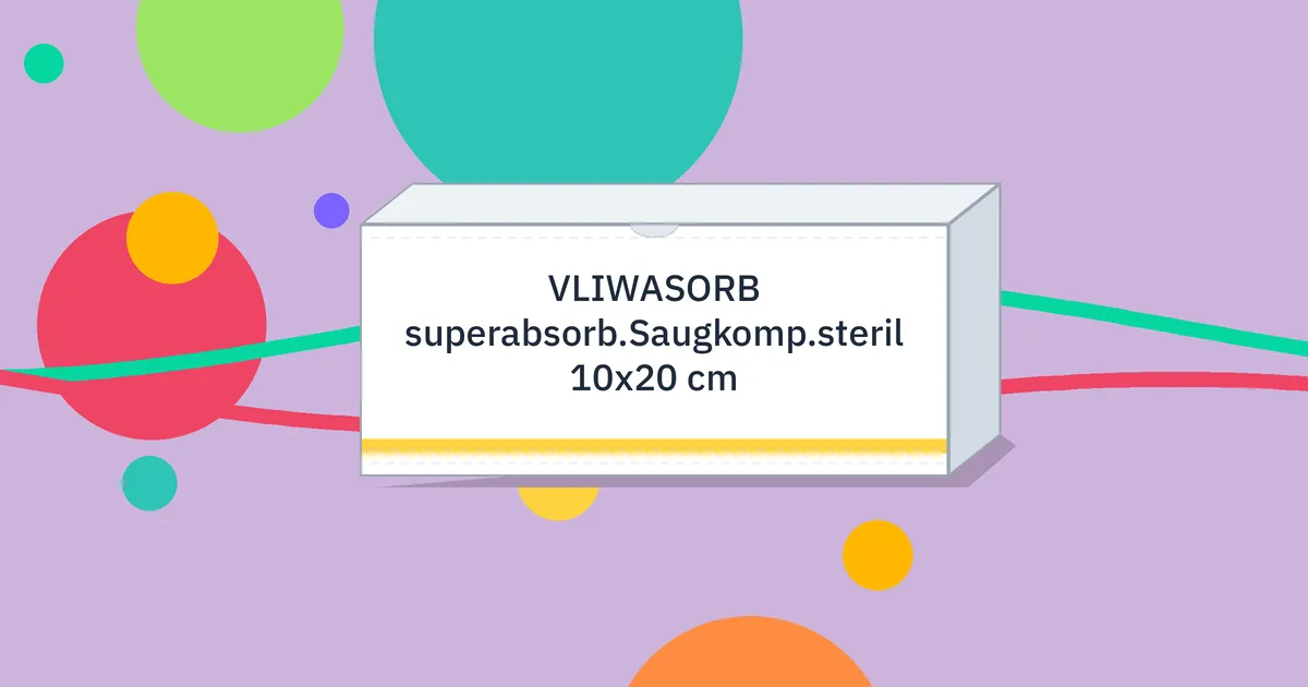 Symbolbild: Packung mit der Aufschrift VLIWASORB superabsorb.Saugkomp.steril 10x20 cm (PZN 19704459) – Verfügbarkeit und Bezug in Apotheken in Frankfurt am Main
