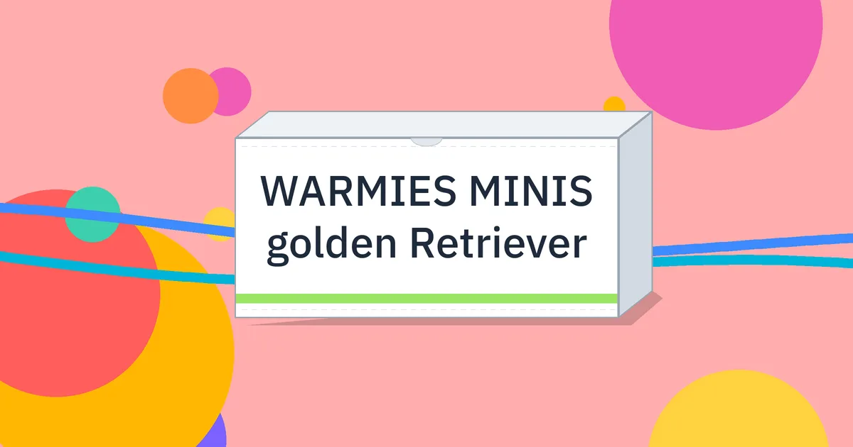 Symbolbild: Packung mit der Aufschrift WARMIES MINIS golden Retriever (PZN 18496881) – Verfügbarkeit und Bezug in Apotheken in Frankfurt am Main