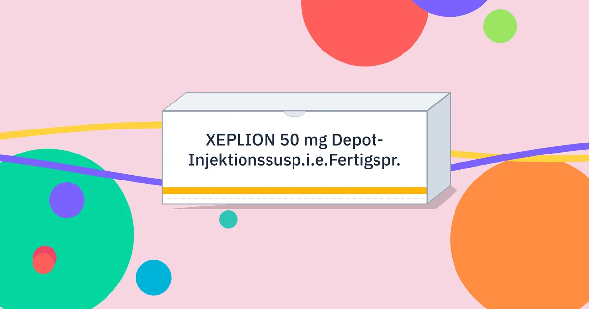 Symbolbild: Packung mit der Aufschrift XEPLION 50 mg Depot-Injektionssusp.i.e.Fertigspr. (PZN 12615422) – Verfügbarkeit und Bezug in Apotheken in Frankfurt am Main