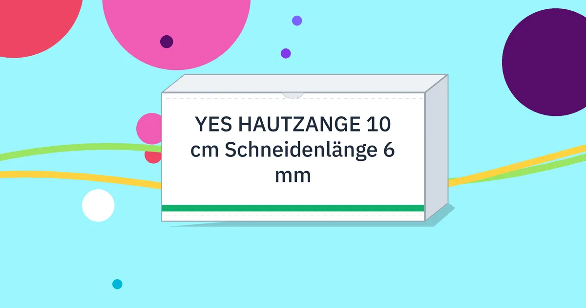 Symbolbild: Packung mit der Aufschrift YES HAUTZANGE 10 cm Schneidenlänge 6 mm (PZN 14220389) – Verfügbarkeit und Bezug in Apotheken in Frankfurt am Main