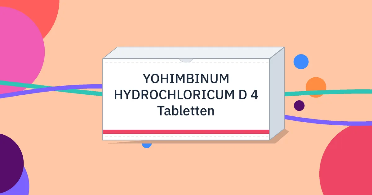 Symbolbild: Packung mit der Aufschrift YOHIMBINUM HYDROCHLORICUM D 4 Tabletten (PZN 00002134) – Verfügbarkeit und Bezug in Apotheken in Frankfurt am Main