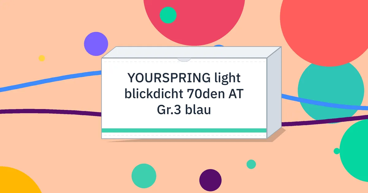 Symbolbild: Packung mit der Aufschrift YOURSPRING light blickdicht 70den AT Gr.3 blau (PZN 18056780) – Verfügbarkeit und Bezug in Apotheken in Frankfurt am Main