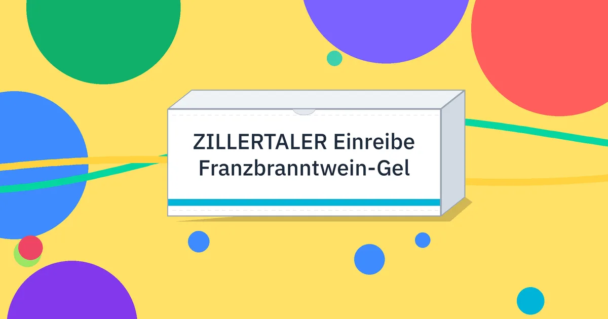 Symbolbild: Packung mit der Aufschrift ZILLERTALER Einreibe Franzbranntwein-Gel (PZN 20281863) – Verfügbarkeit und Bezug in Apotheken in Frankfurt am Main