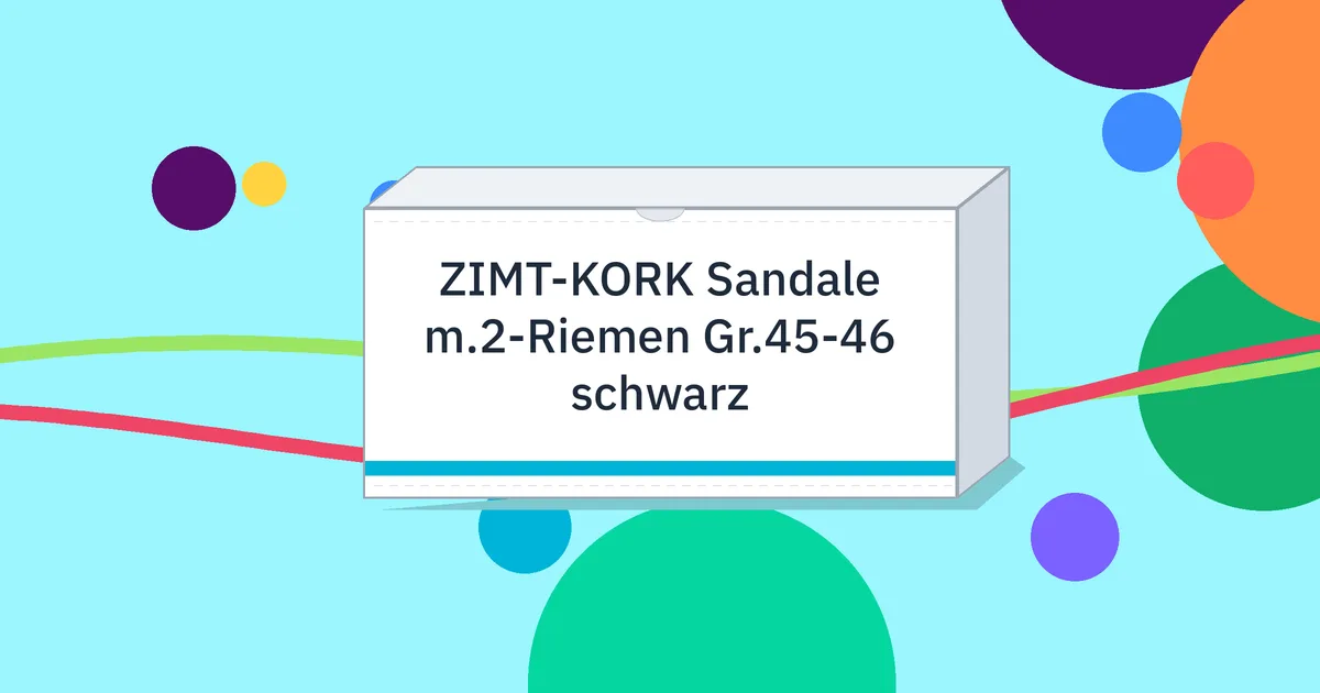 Symbolbild: Packung mit der Aufschrift ZIMT-KORK Sandale m.2-Riemen Gr.45-46 schwarz (PZN 18391099) – Verfügbarkeit und Bezug in Apotheken in Frankfurt am Main