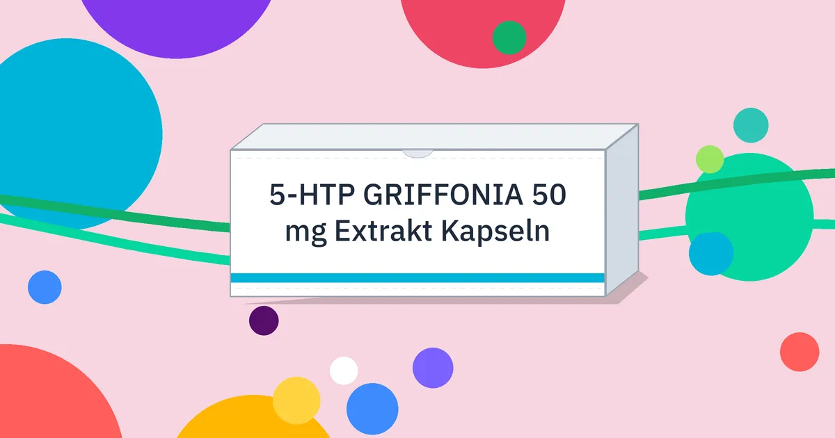 Symbolbild: Packung mit der Aufschrift 5-HTP GRIFFONIA 50 mg Extrakt Kapseln (PZN 15736445) – Verfügbarkeit und Bezug in Apotheken in Frankfurt am Main